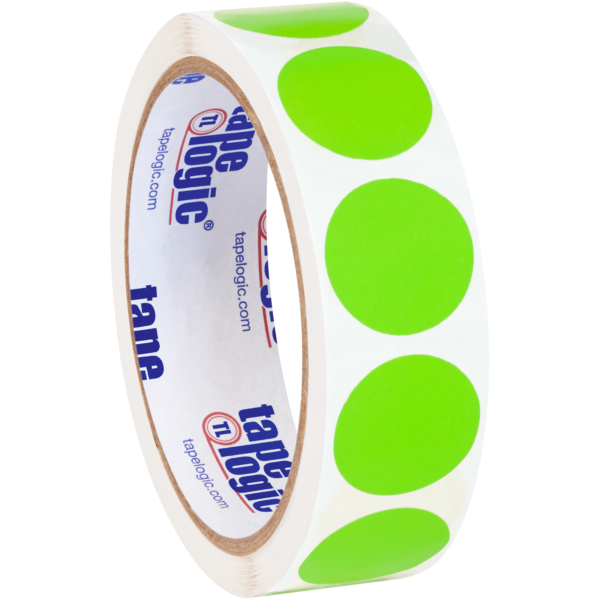 1" Circles - Fluorescent Green Removable Labels | Hybrid Shipping Supplies