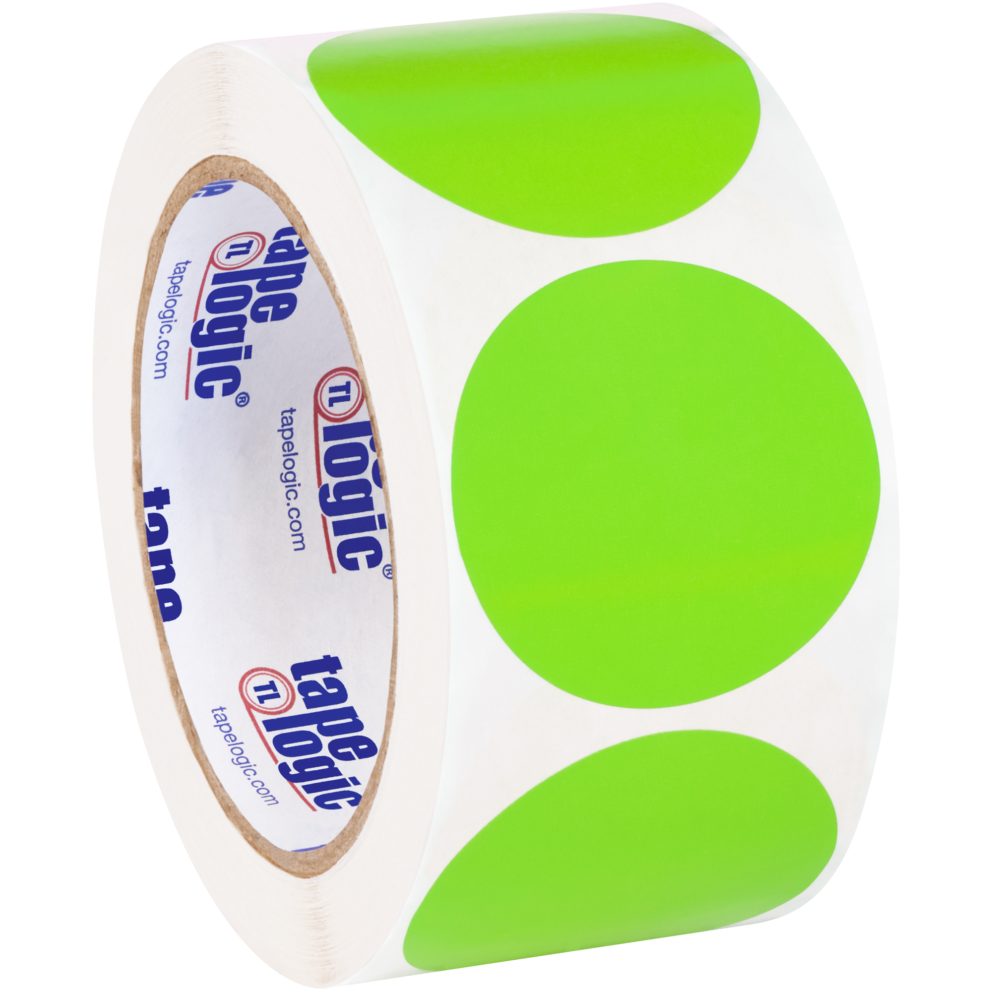 2" Fluorescent Green Inventory Circle Labels | Hybrid Shipping Supplies