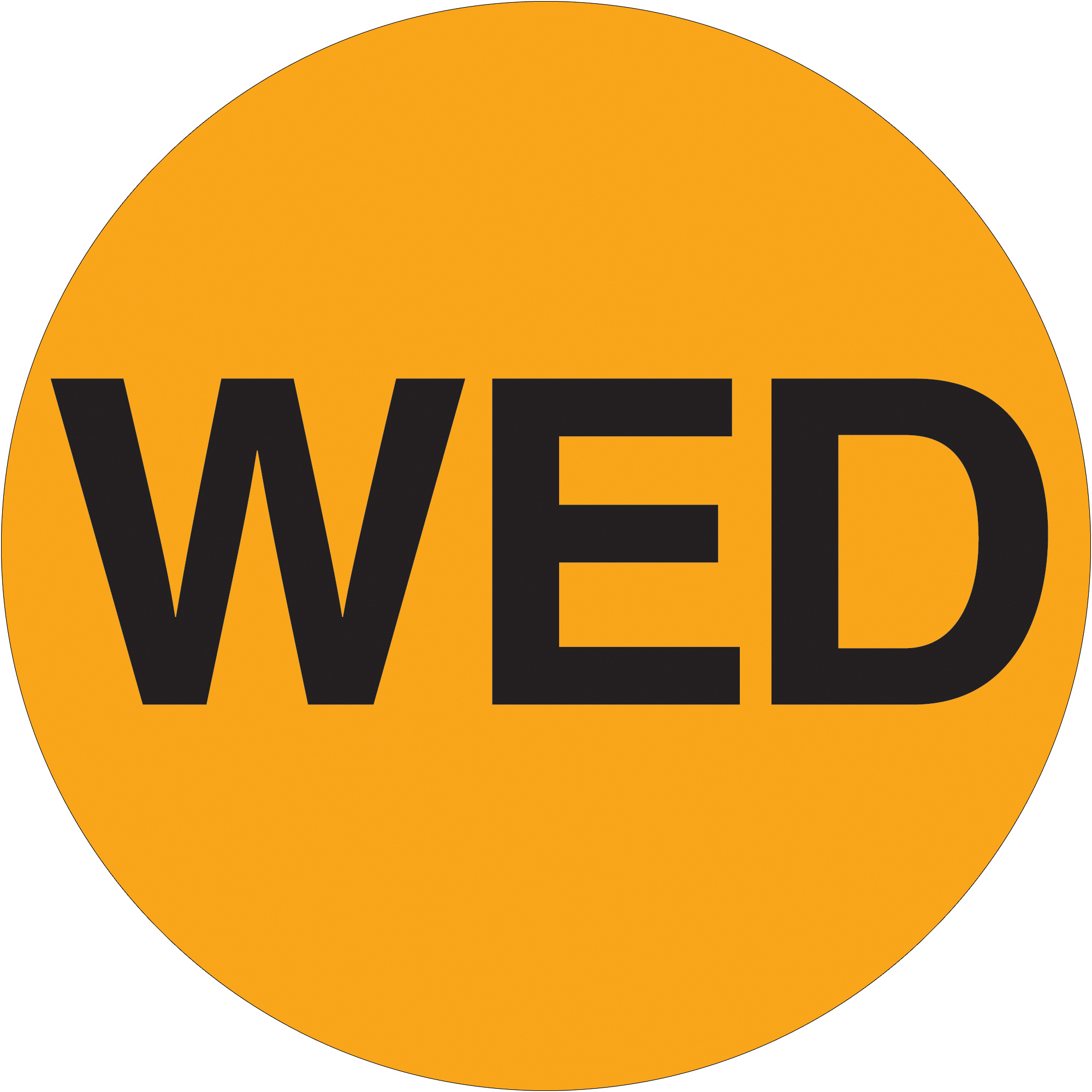 1" Circle - "WED" (Fluorescent Orange) Days of the Week Labels | Hybrid ...