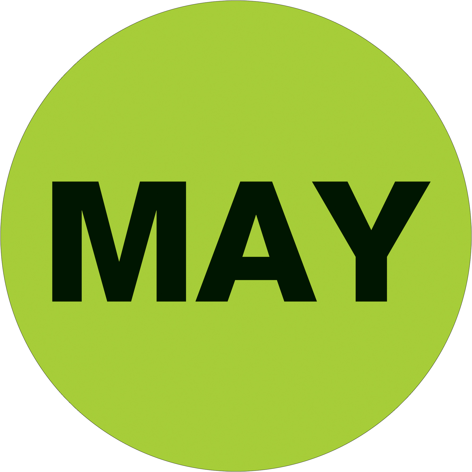 1" Circle - "MAY" (Fluorescent Green) Months of the Year Labels ...