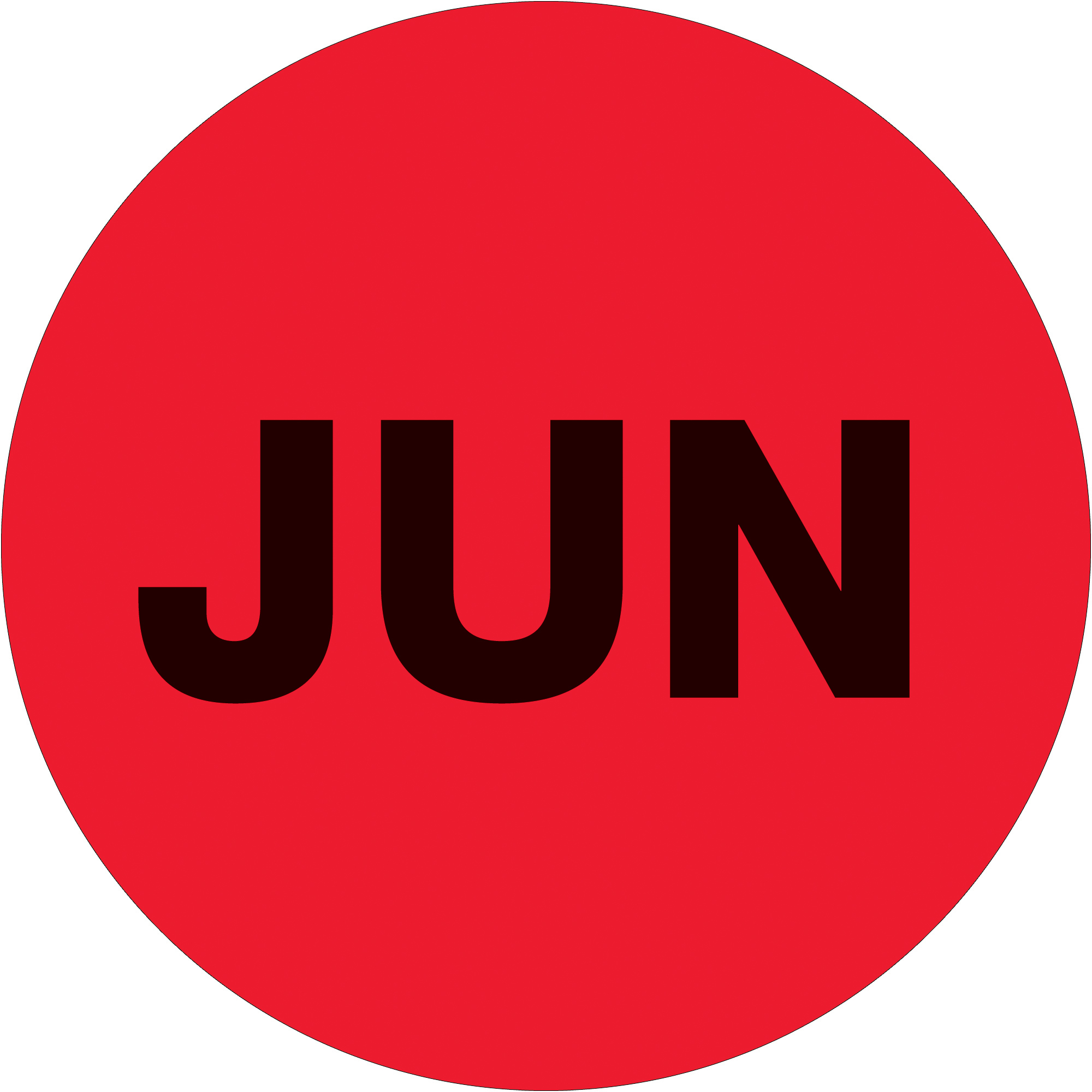 1" Circle - "JUN" (Fluorescent Red) Months of the Year Labels | Hybrid ...