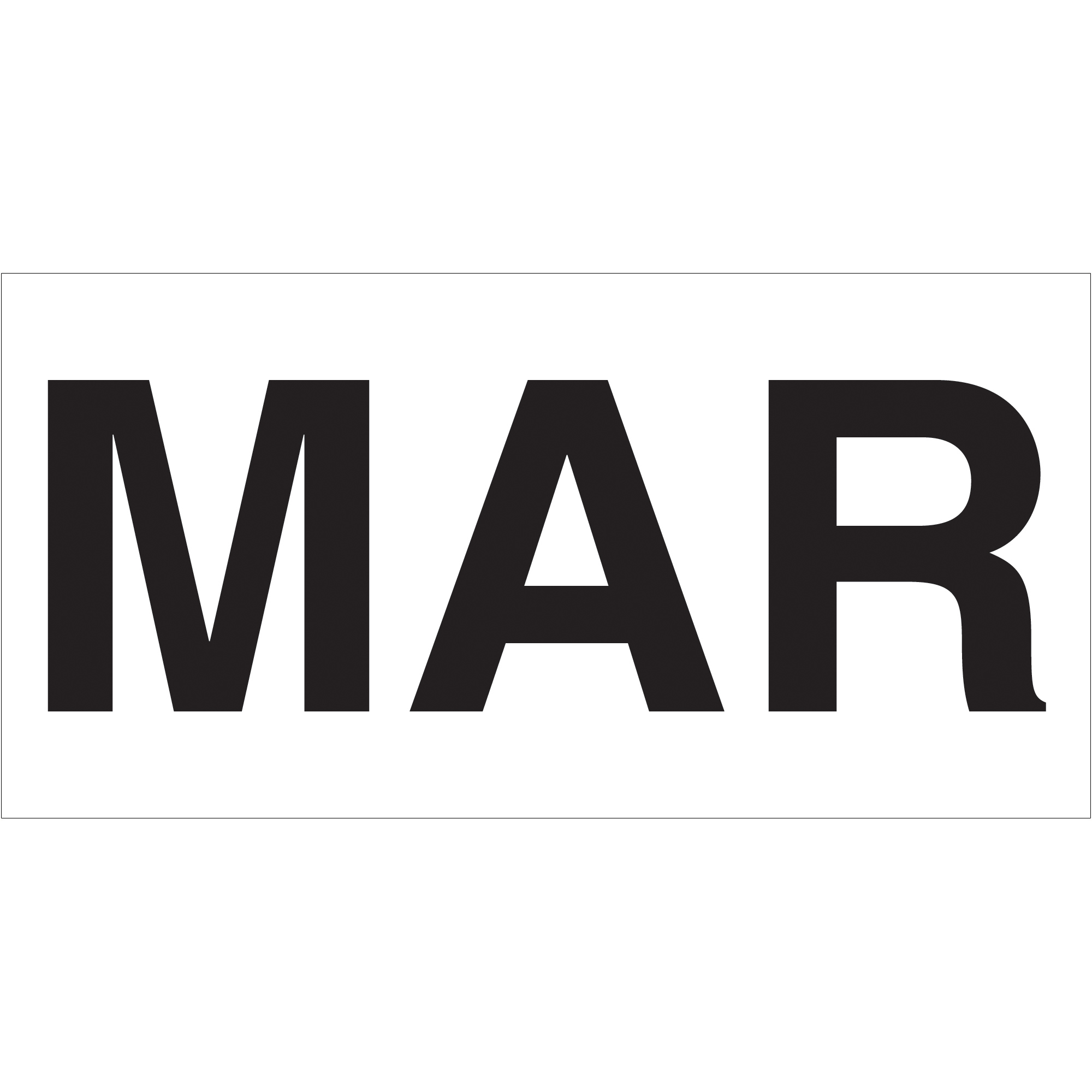 3 x 6" - "MAR" (White) Months of the Year Labels | Hybrid Shipping Supplies