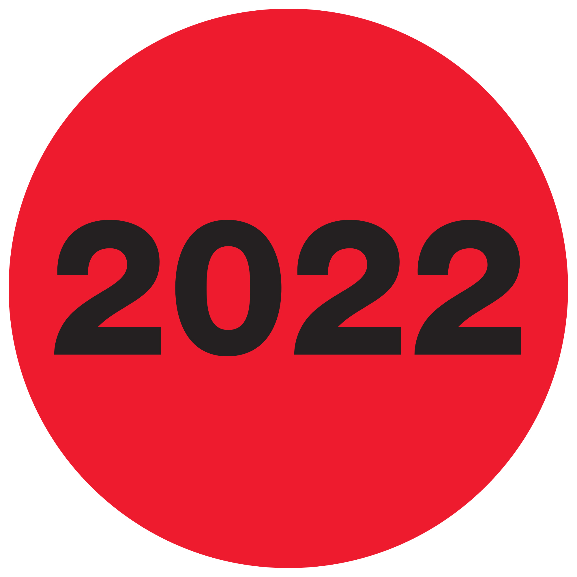 3" Circle - "2022" (Fluorescent Red) Year Labels | Hybrid Shipping Supplies