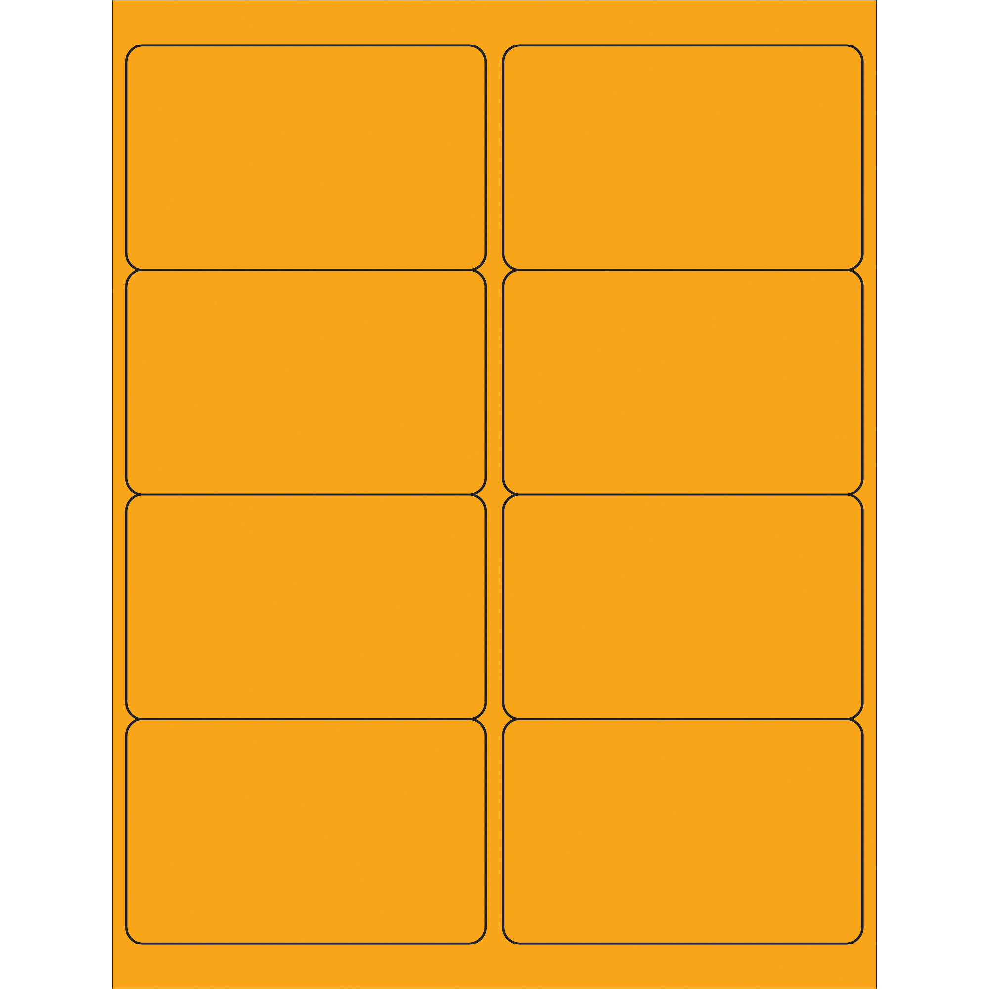 4 x 2 1/2" Fluorescent Orange Rectangle Laser Labels | Hybrid Shipping ...