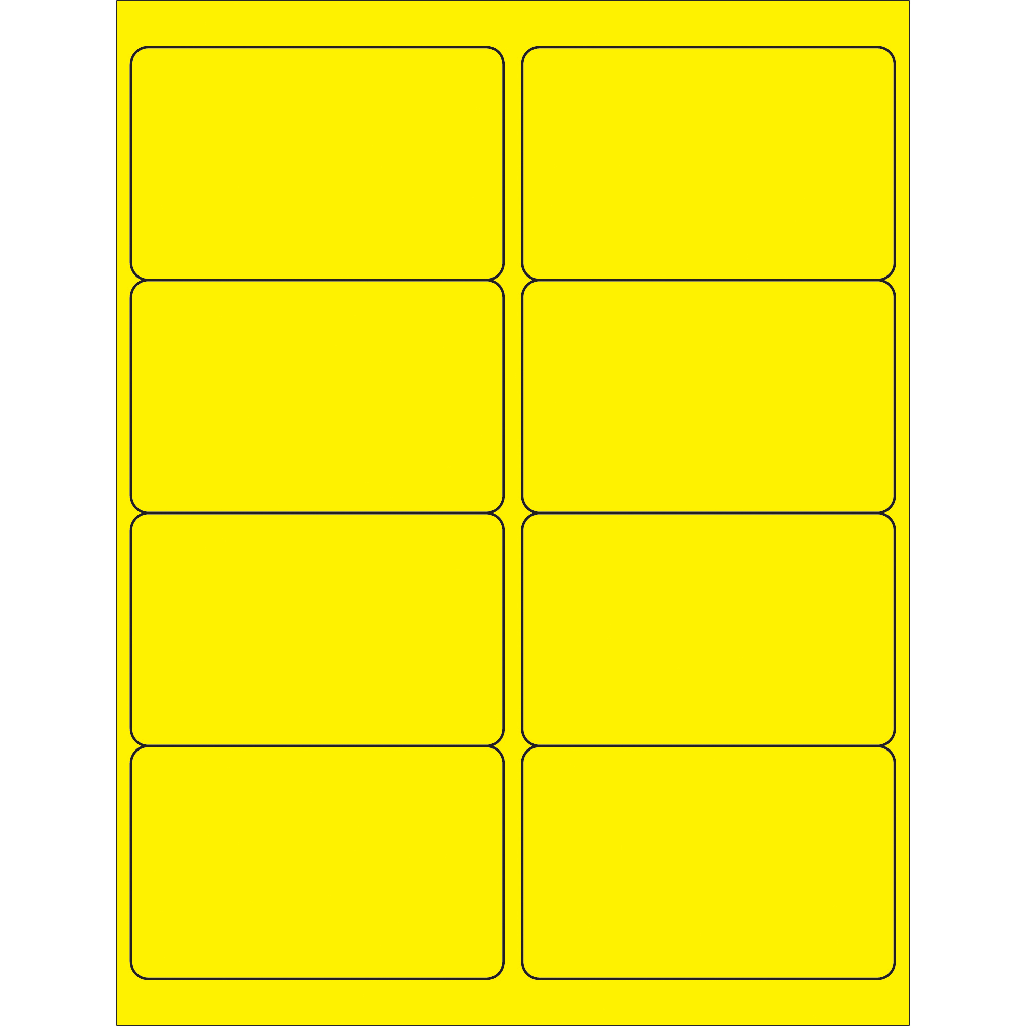 4 x 2 1/2" Fluorescent Yellow Rectangle Laser Labels | Hybrid Shipping ...