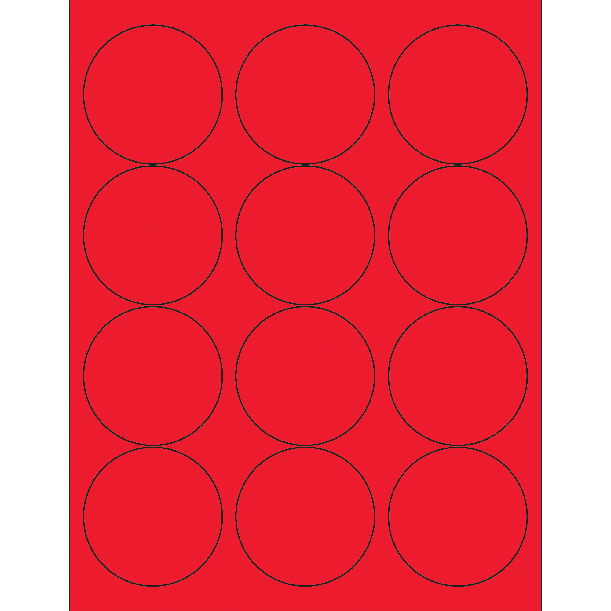 2 1/2" Fluorescent Red Circle Laser Labels | Hybrid Shipping Supplies